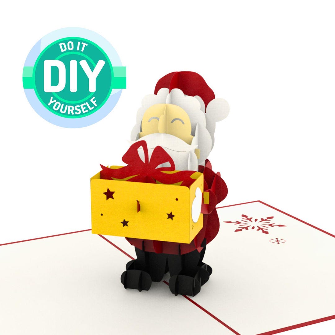 Santa Pop up Card Template, DIY Christmas Card SVG, Holiday Craft for ...