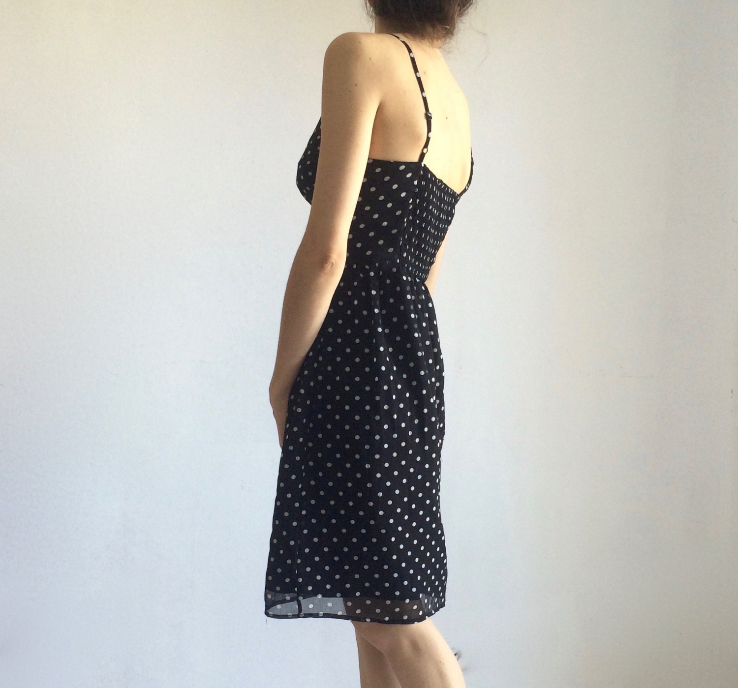 Polka Dots Black And White Above Knee Dress Etsy