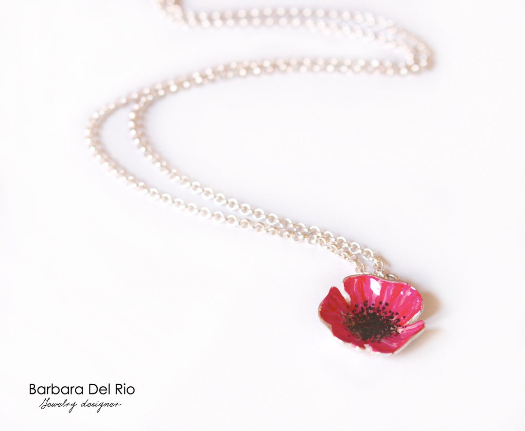 Silver Poppy Necklace One Element - Etsy