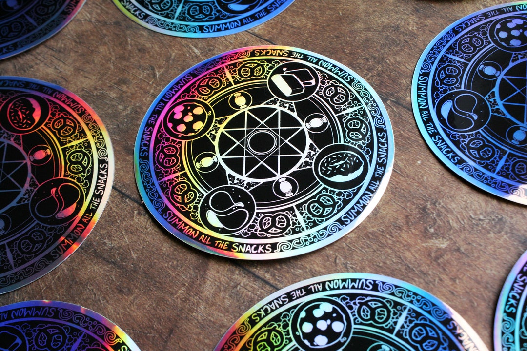 Summoning Snacks - Vinyl Holographic Sticker | 8x8cm | Holographic ...