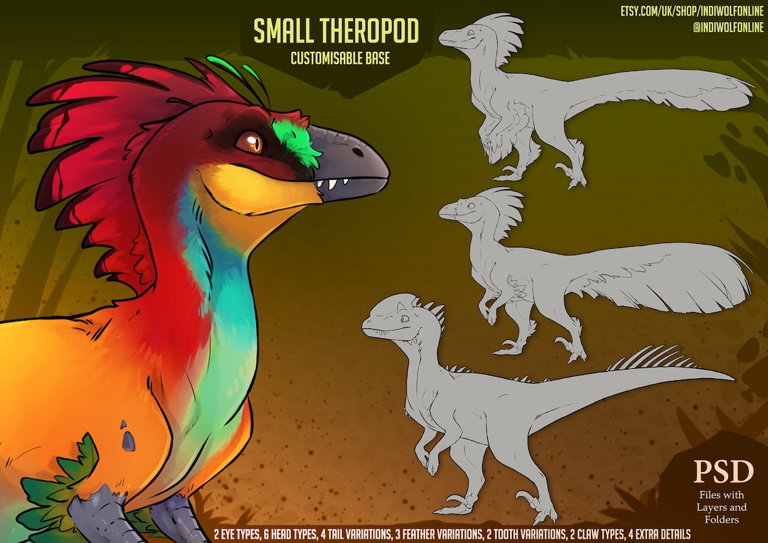 Small Theropod - Customisable Base, Raptor, Reference Sheet, Furry Base ...
