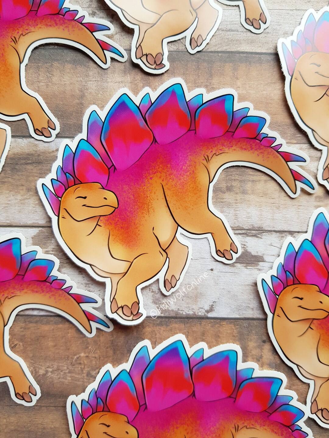 Tropical Stegosaurus Clear Vinyl Sticker 10cm, Pitaya, Pink Dragon ...