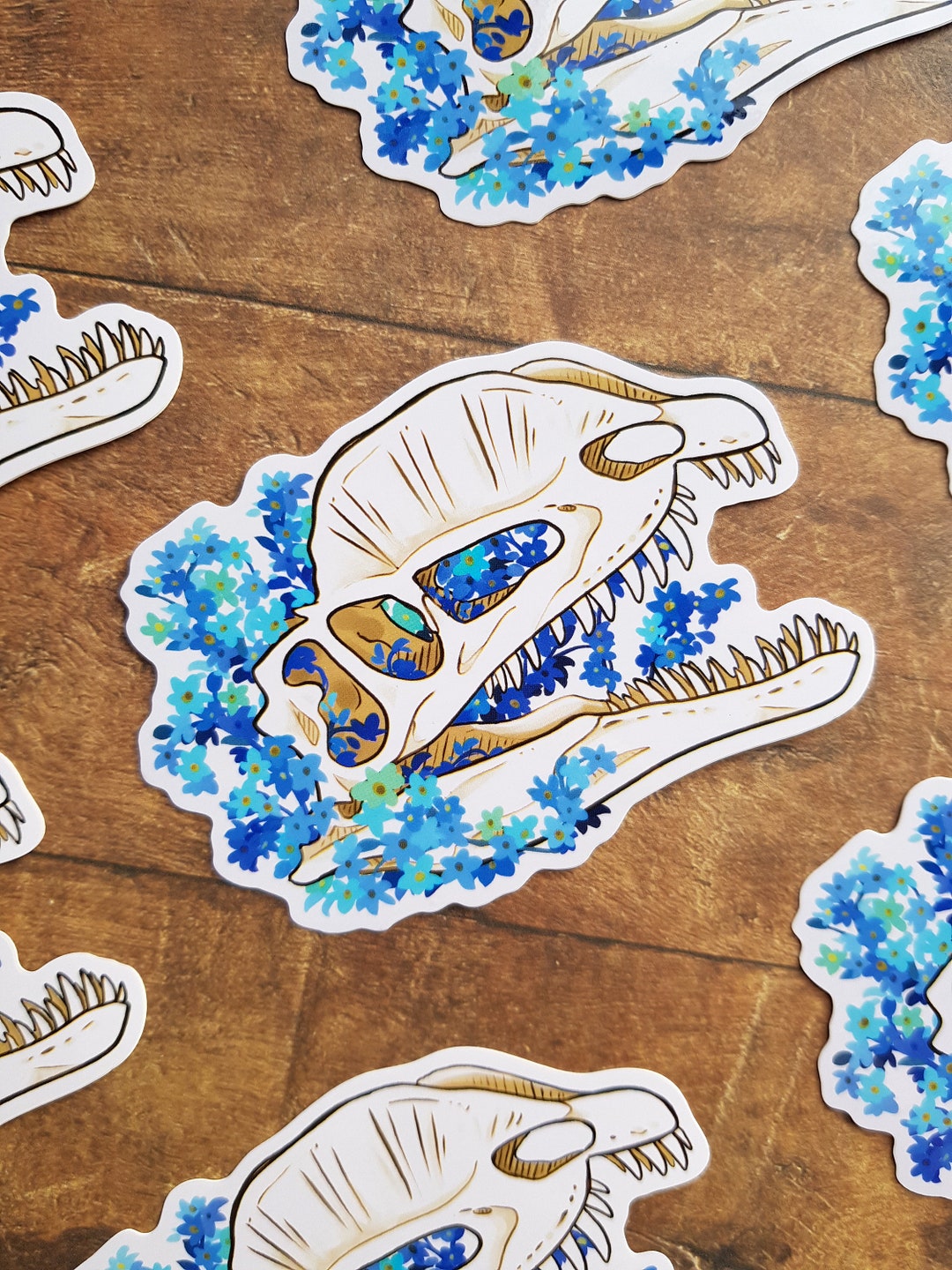 Forget Me Not - Vinyl Die Cut Sticker, Dilophosaurus Skull, Blue ...