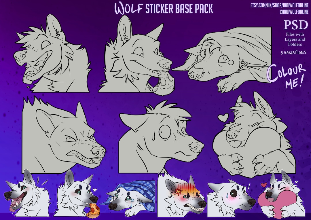 Wolf/canine Customisable Telegram Sticker Base, P2U, YCH Furry Base ...
