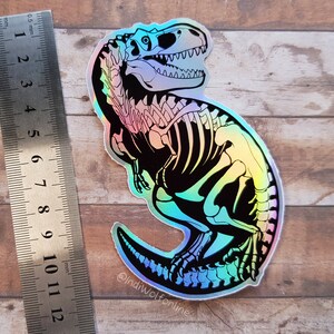 T-rex Skeleton Vinyl Holographic Sticker 10cm Holographic, Dinosaur ...