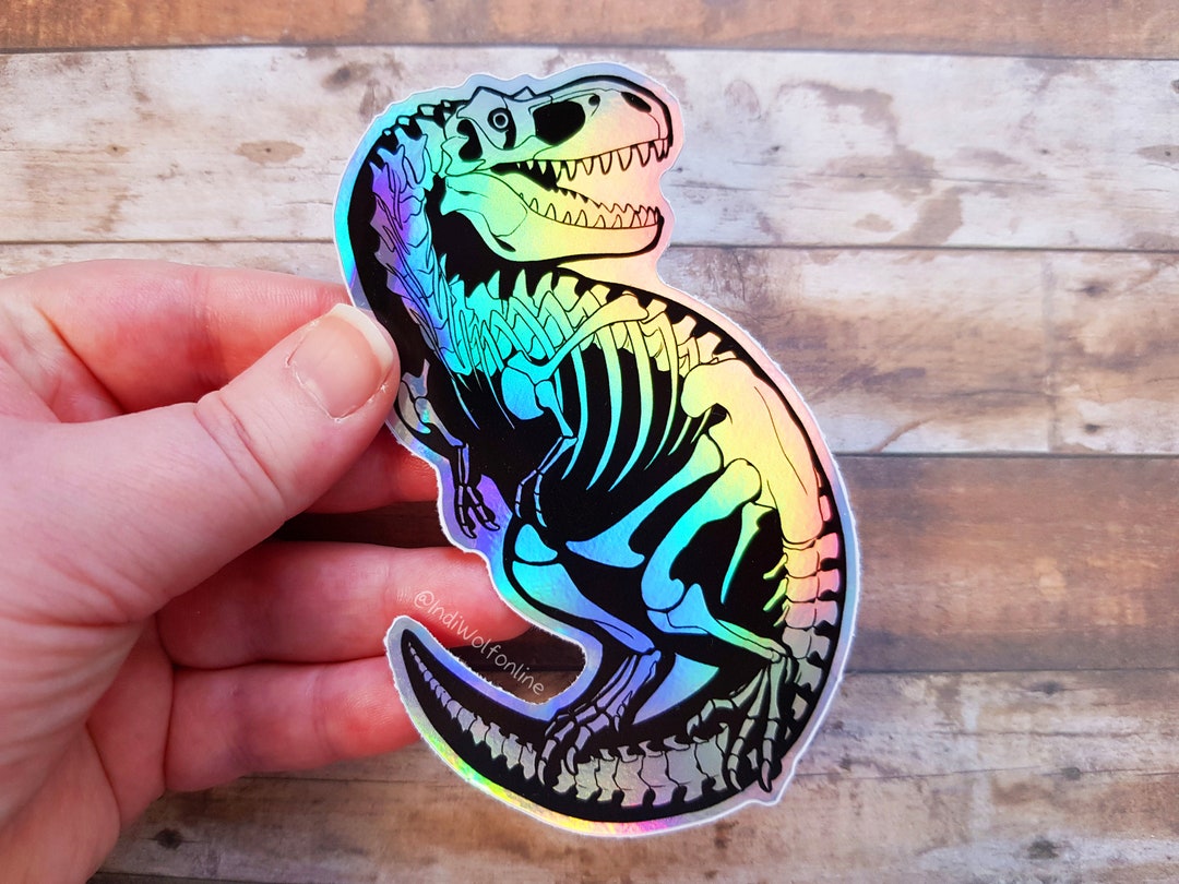 T-rex Skeleton Vinyl Holographic Sticker 10cm - Etsy