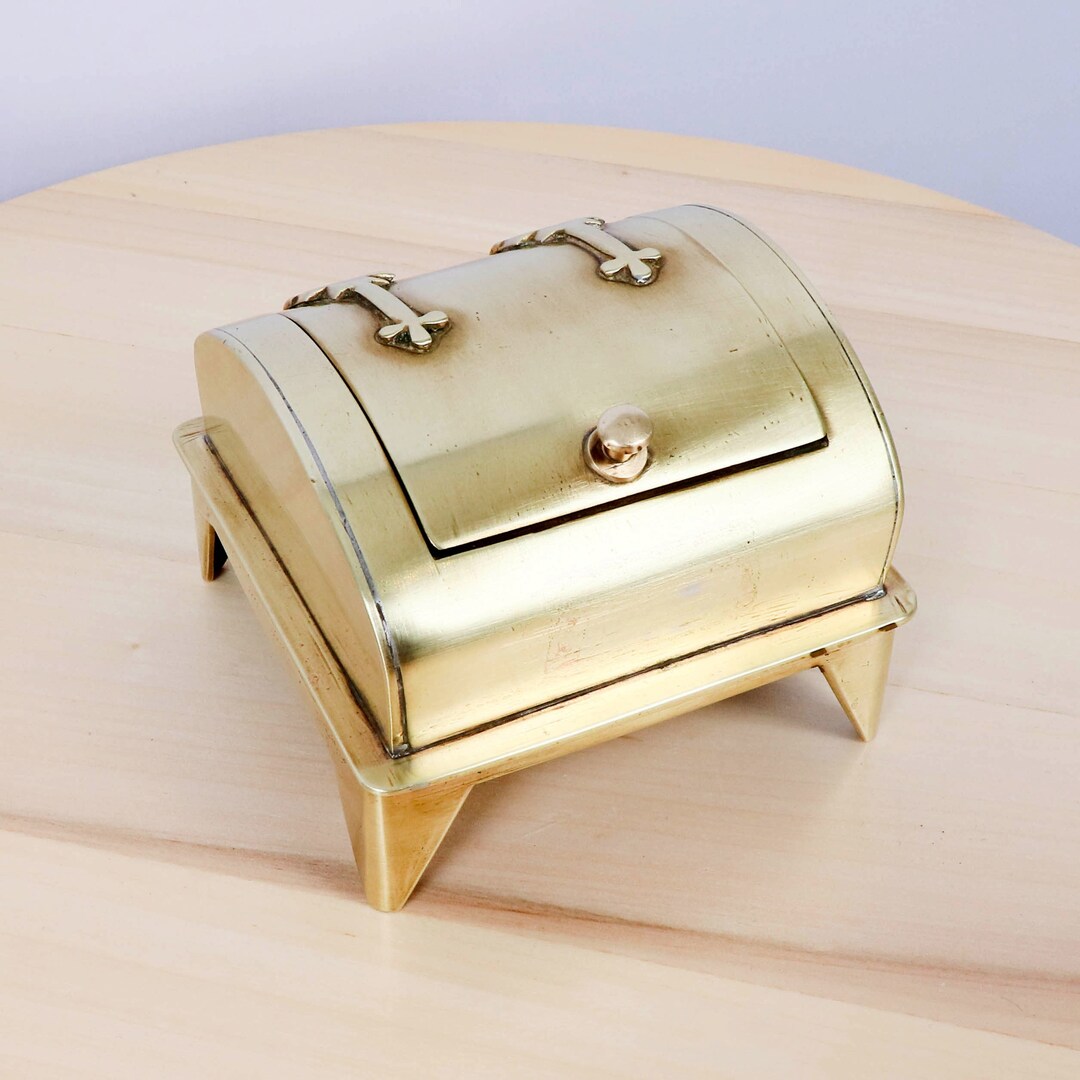 Solid Brass Vintage Box With a Wooden Inside and Simple Design ...
