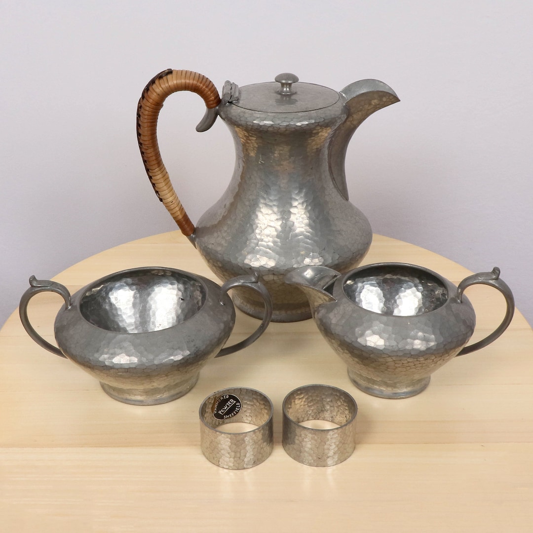 Coffee Set || Vintage Solid Pewter || Coffee Pot, Sugar, Milk Pot, 2 ...