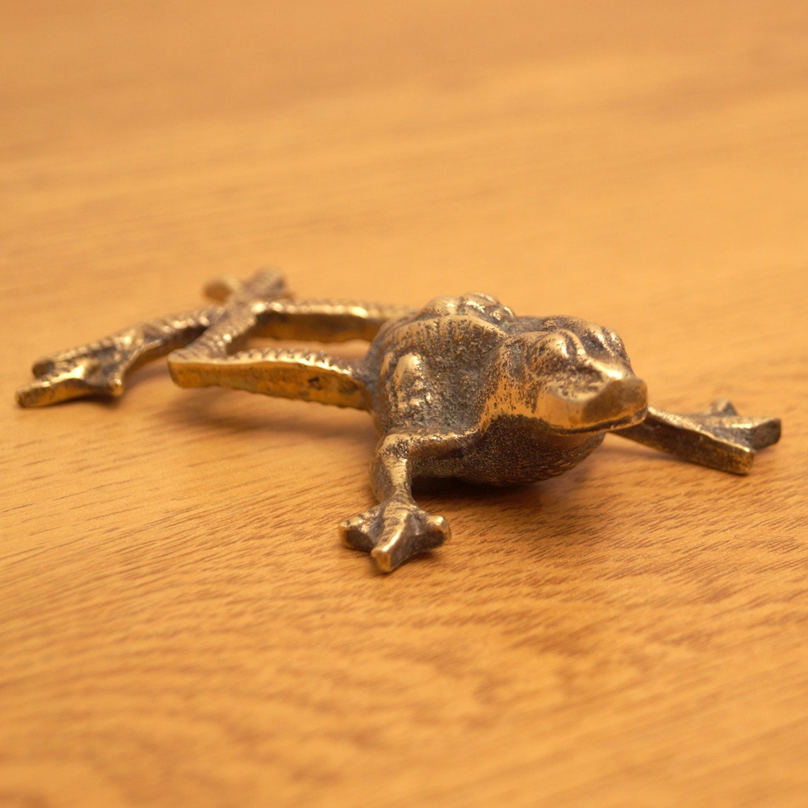 Excited Frog Statue Vintage Solid Brass Frogling Sculpture | Etsy