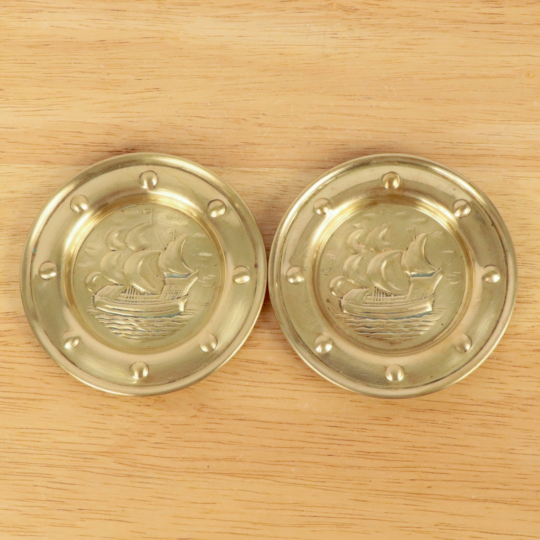 Two Plates With Pictures of a Ship / Boat in a Sea Set || Vintage Solid ...