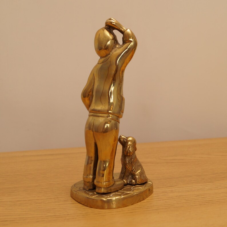 Brass Man With Dog on Stand Solid and Heavy / Statue / - Etsy