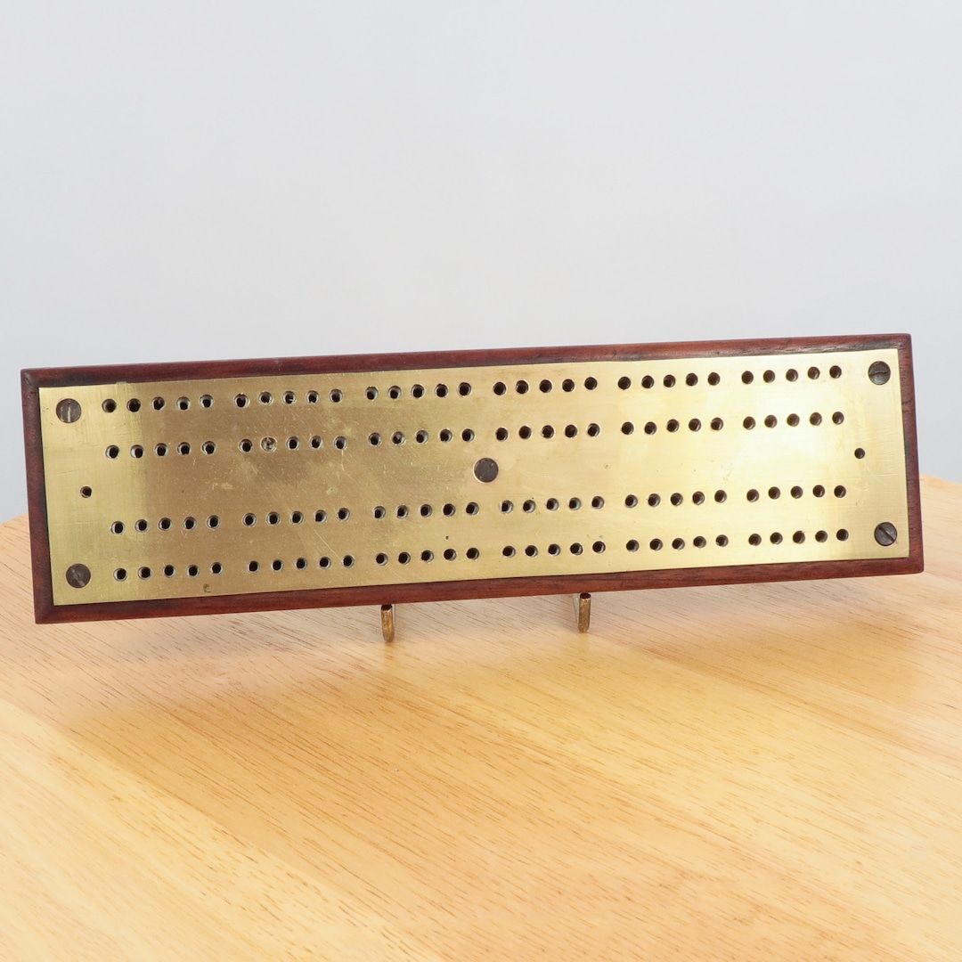 Game Point Counter || Vintage Solid Brass Plate on Wooden Base ...