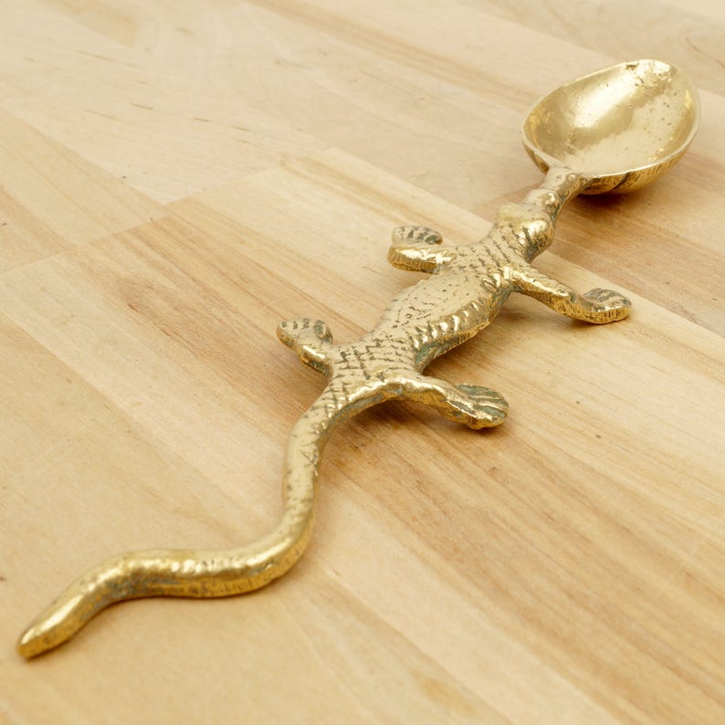 Lizard or Crocodile Design Spoon Vintage Solid Brass - Etsy