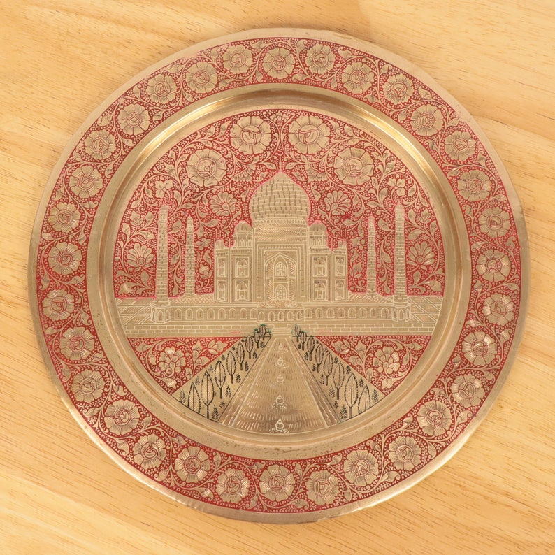 Taj Mahal Plate / Tray Vintage Solid Brass Handmade Plate - Etsy UK