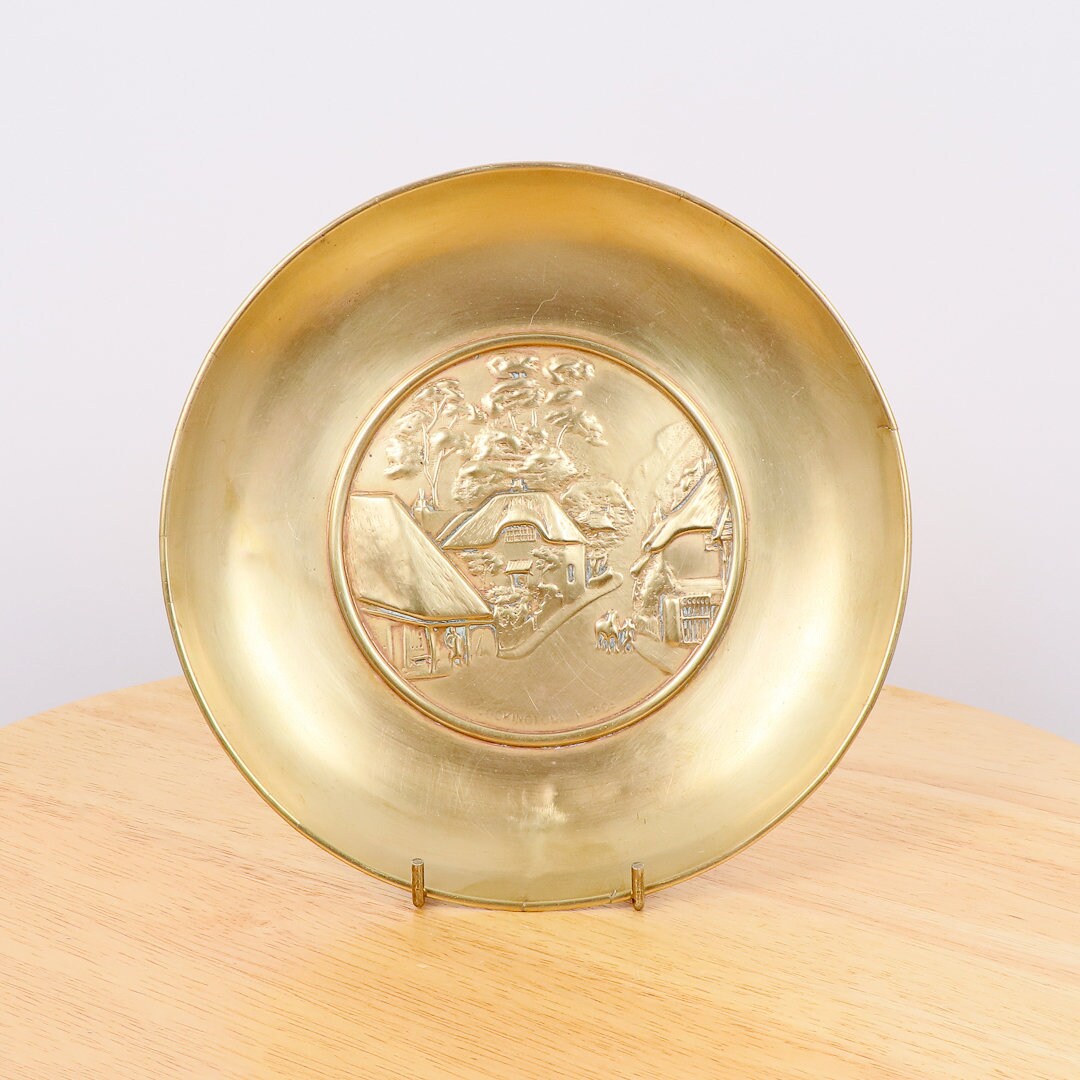 Plate / Dish / Tray || Vintage Solid Brass || Cockington Forge Souvenir ...
