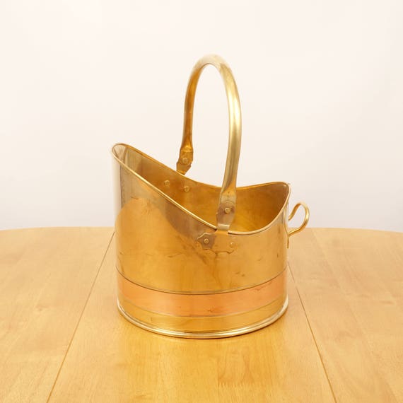 Coal Scuttle Bucket Vintage Solid Brass and Copper Fire - Etsy