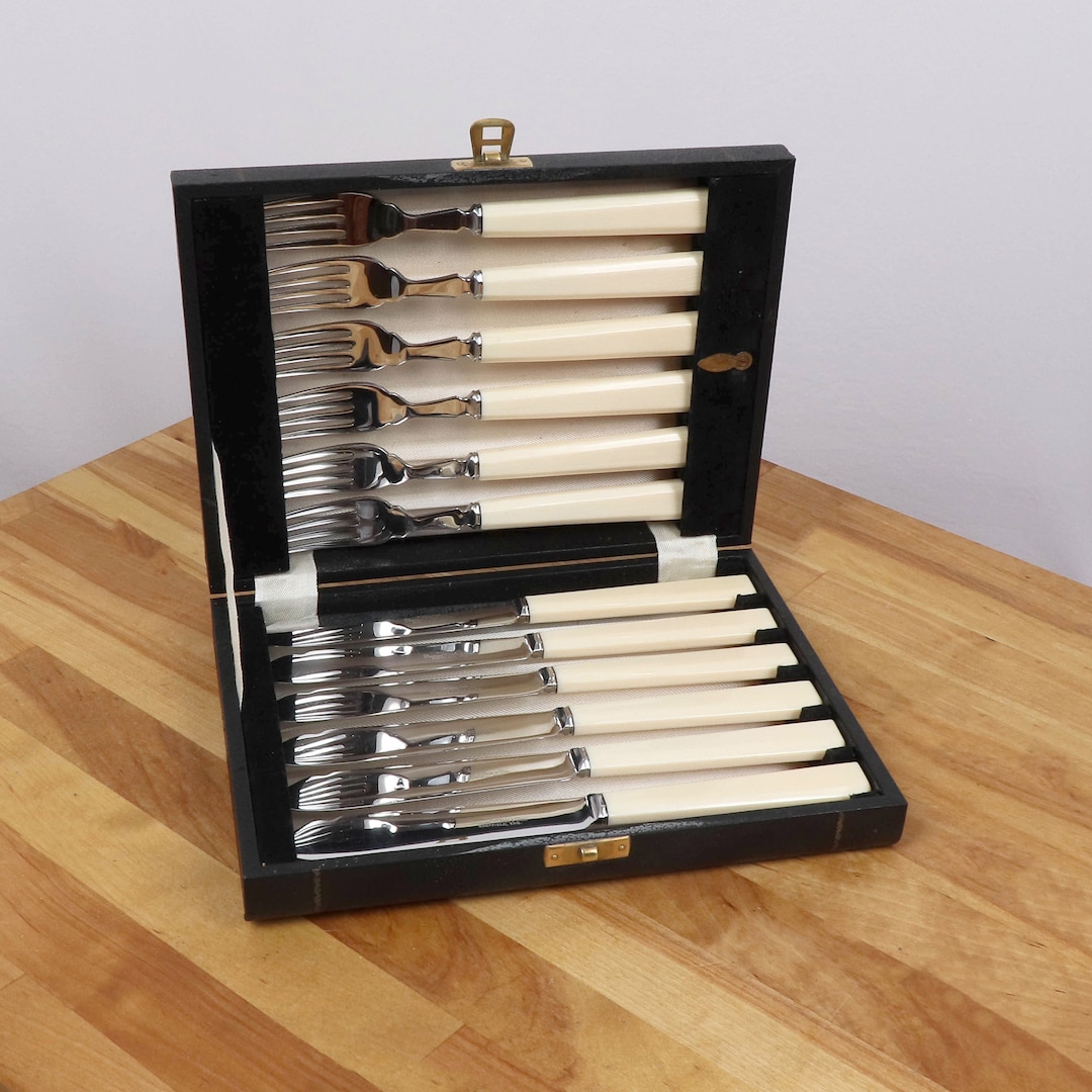 Thomas W Cork & Son Sheffield England 6 Forks and Knives || Orginal Box ...