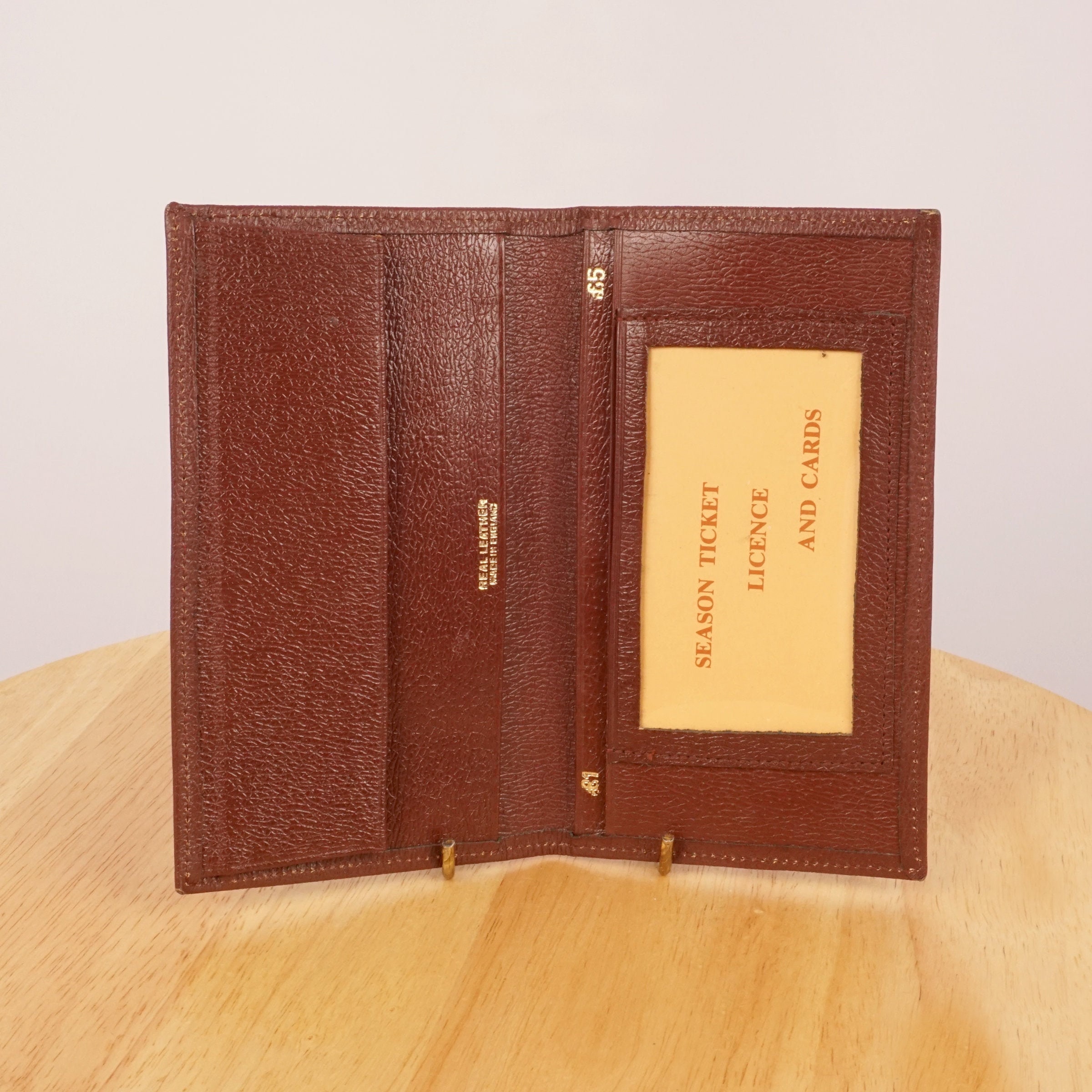 Brown vintage genuine leather wallet Real Leather Made in | Etsy