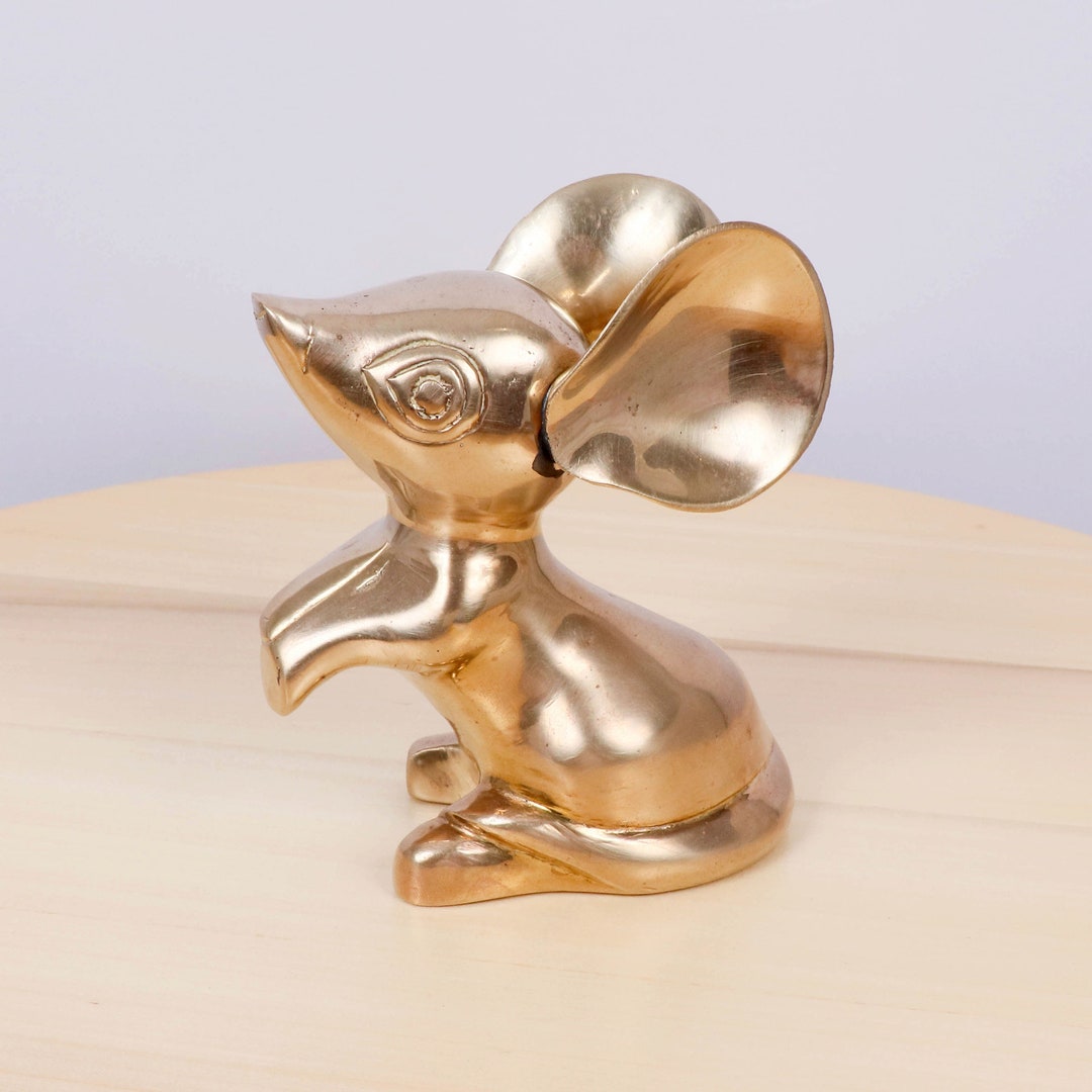 Mouse || Vintage Solid Brass Figurine || Mouse Statuette || Solid Brass ...