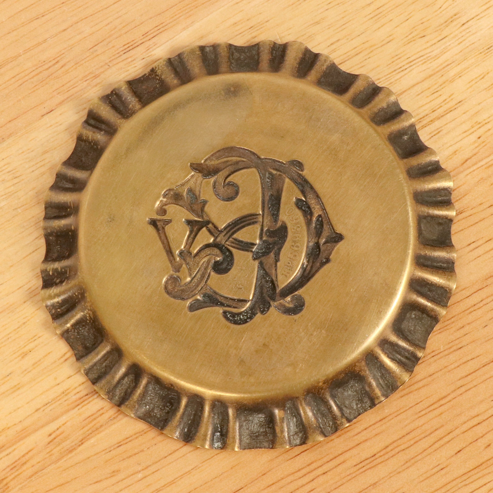 9 Cm Antique Monogram Brass Tray / Plate / Dish Vintage | Etsy