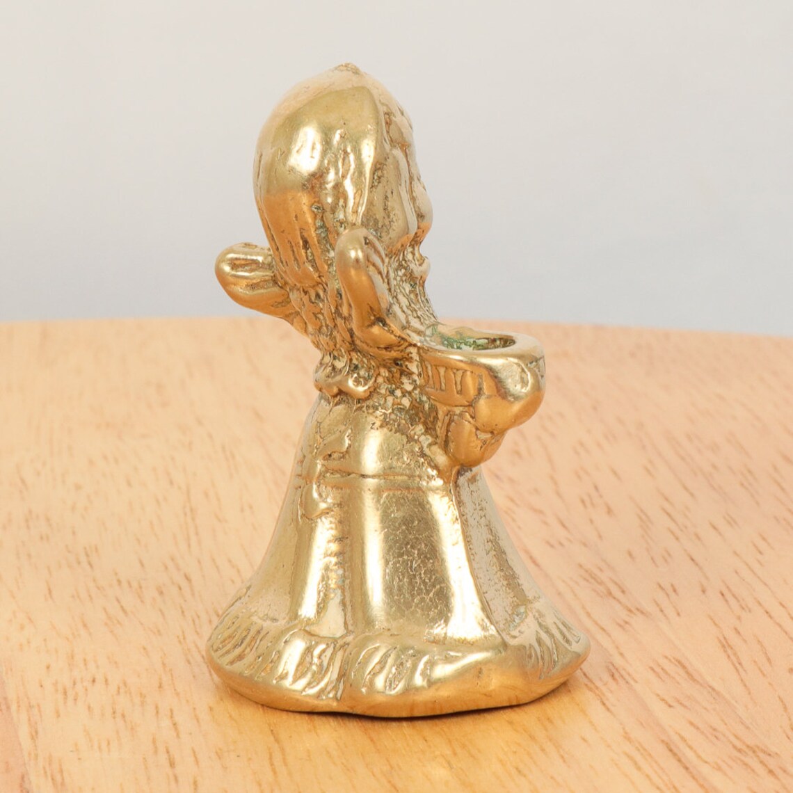 A Small Solid Brass Angel Candle Holder || Vintage Solid Brass Angel ...