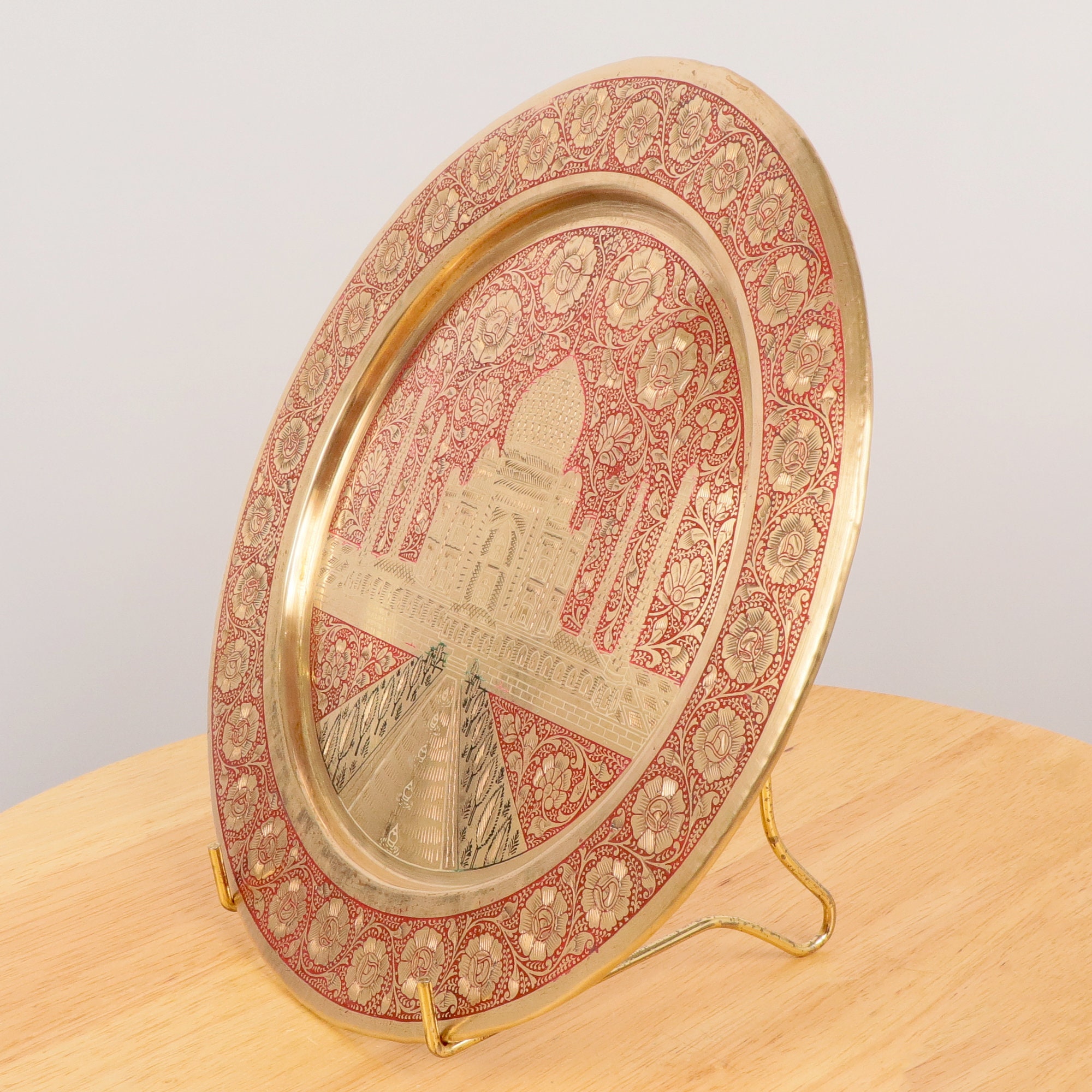 Taj Mahal Plate / Tray Vintage Solid Brass Handmade Plate - Etsy UK