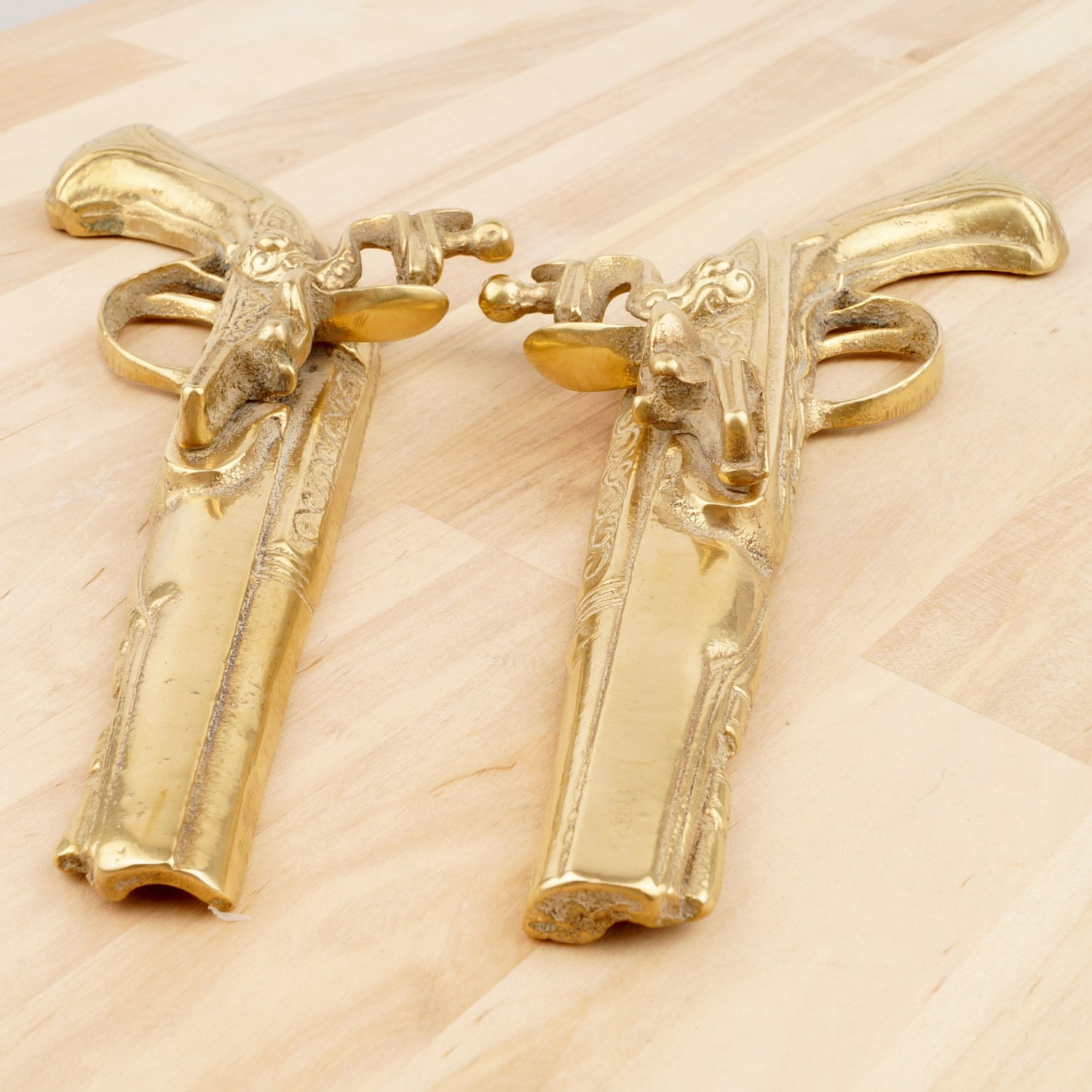 Brass Decorative Gun / Pistol Set Vintage Wall Decor - Etsy UK