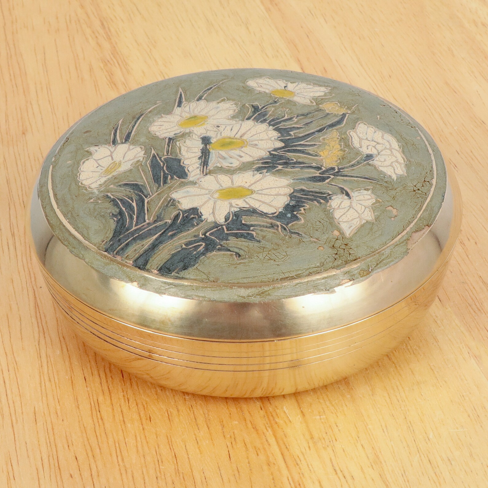 Jewellery Box / Box With Lid || Enamel Picture on Lid || Floral Design ...