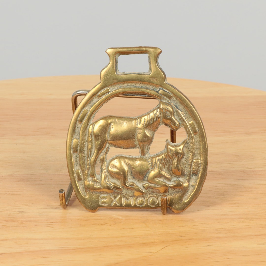 Solid Brass Horse Badge / Horse Brass / Tack || Horse / Foal Couple ...