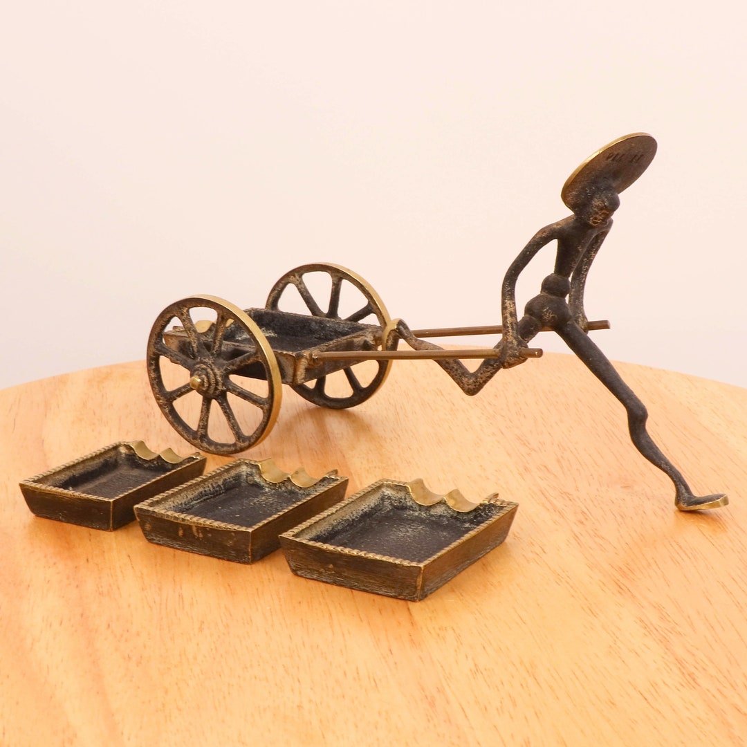 Man Running With Carriage Ashtray Vintage Solid Brass - Etsy