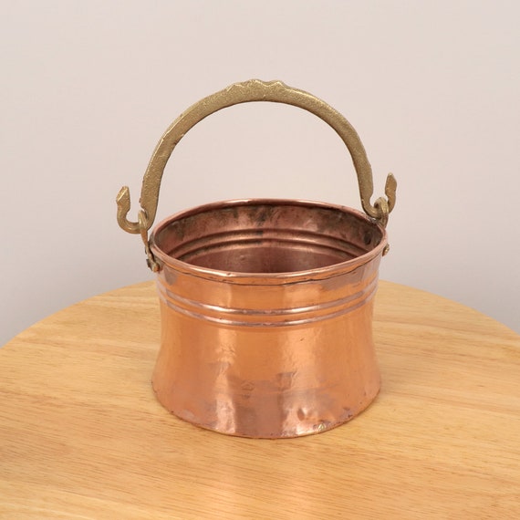 Copper Bucket / Pail With Handle / Flower Pot Vintage Solid - Etsy