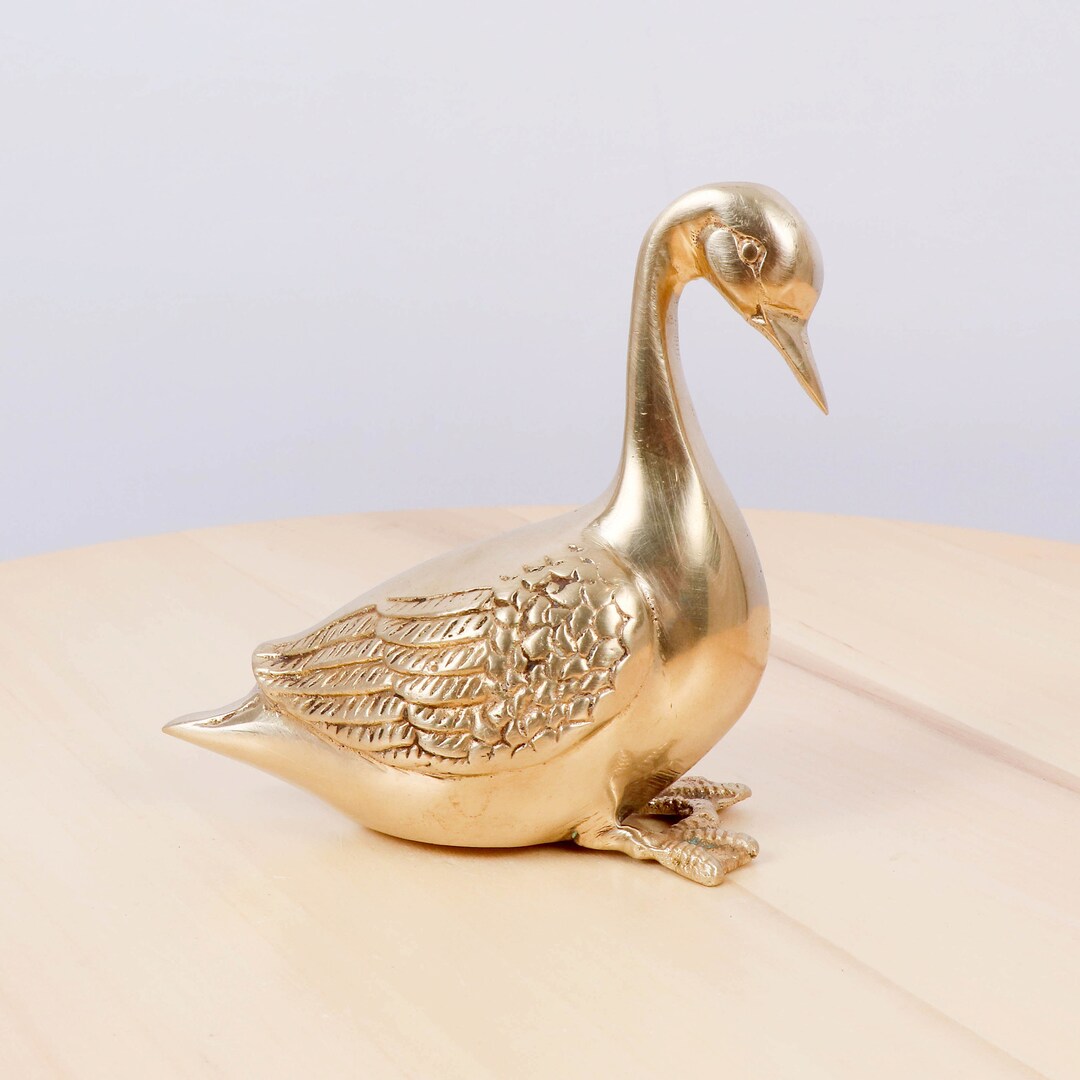 Goose Figurine / Sculpture || Vintage Solid Brass || Small Duck / Goose ...