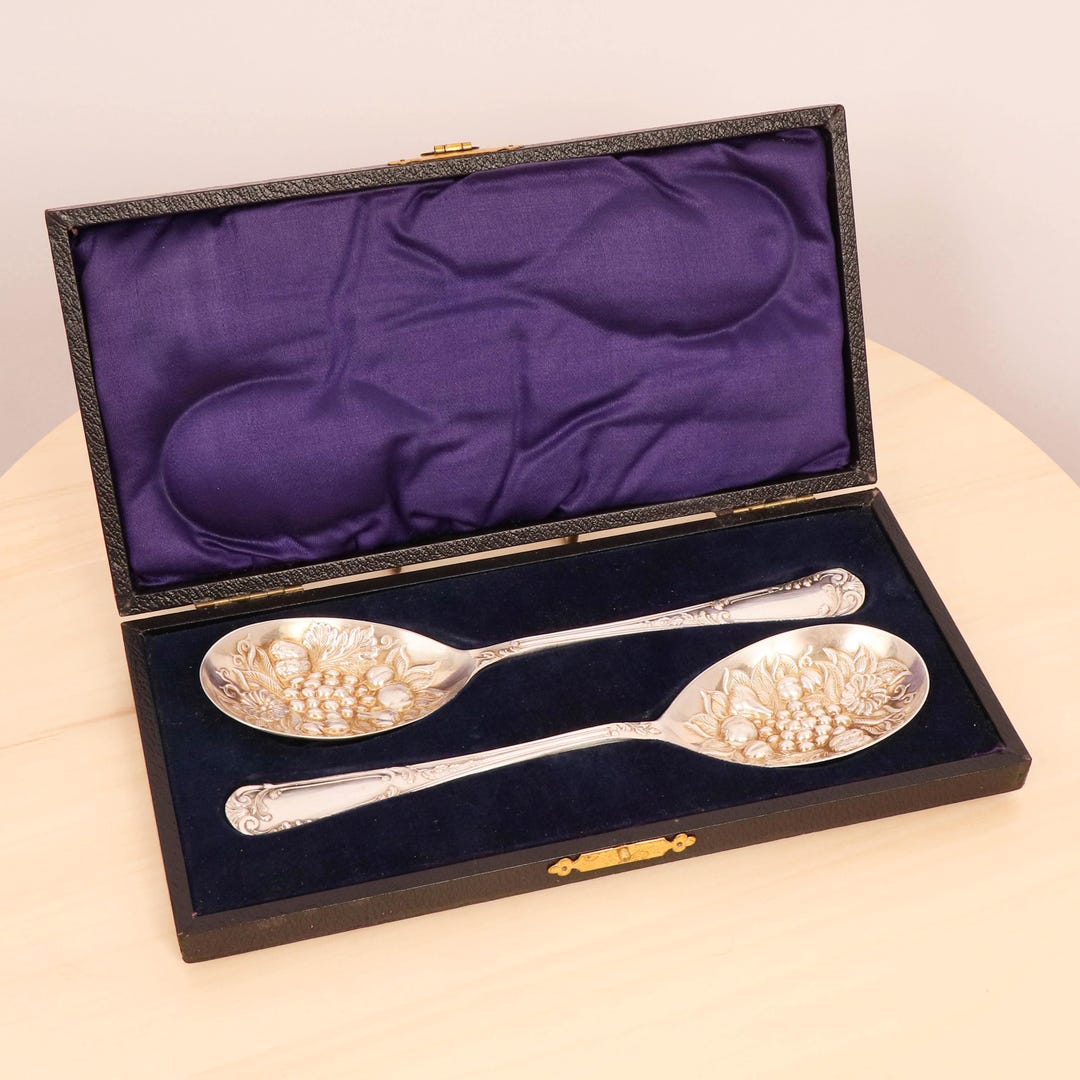 Spoon Set || 2 Spoons in a Box || Set of Two || Marked EPNS - Etsy