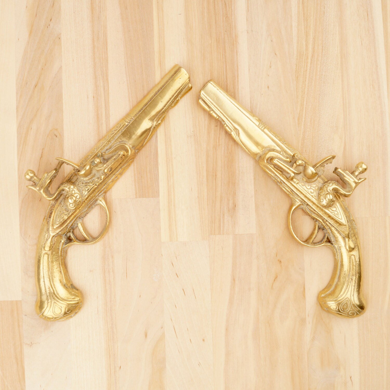 Brass Decorative Gun / Pistol Set Vintage Wall Decor - Etsy UK