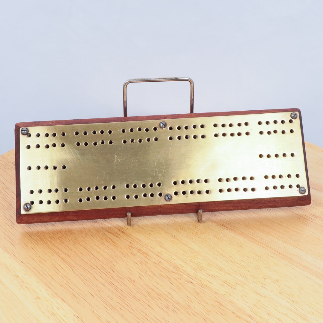 Game Point Counter || Vintage Solid Brass Plate on Wooden Base ...