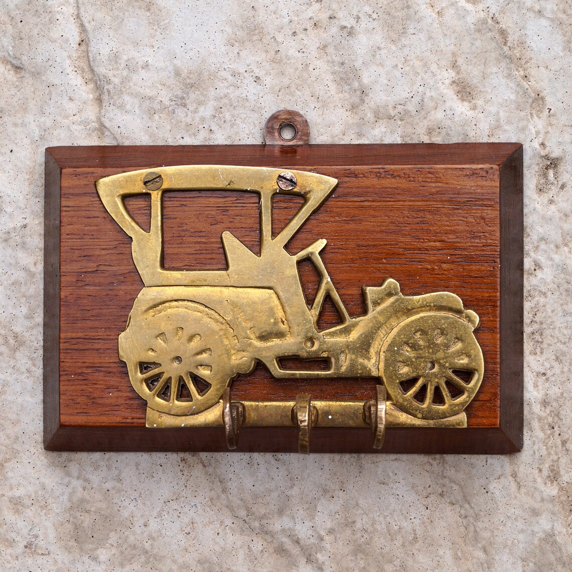 Key Holder for Three Keys || Wall Decor || Vintage || Brass and Wood ...