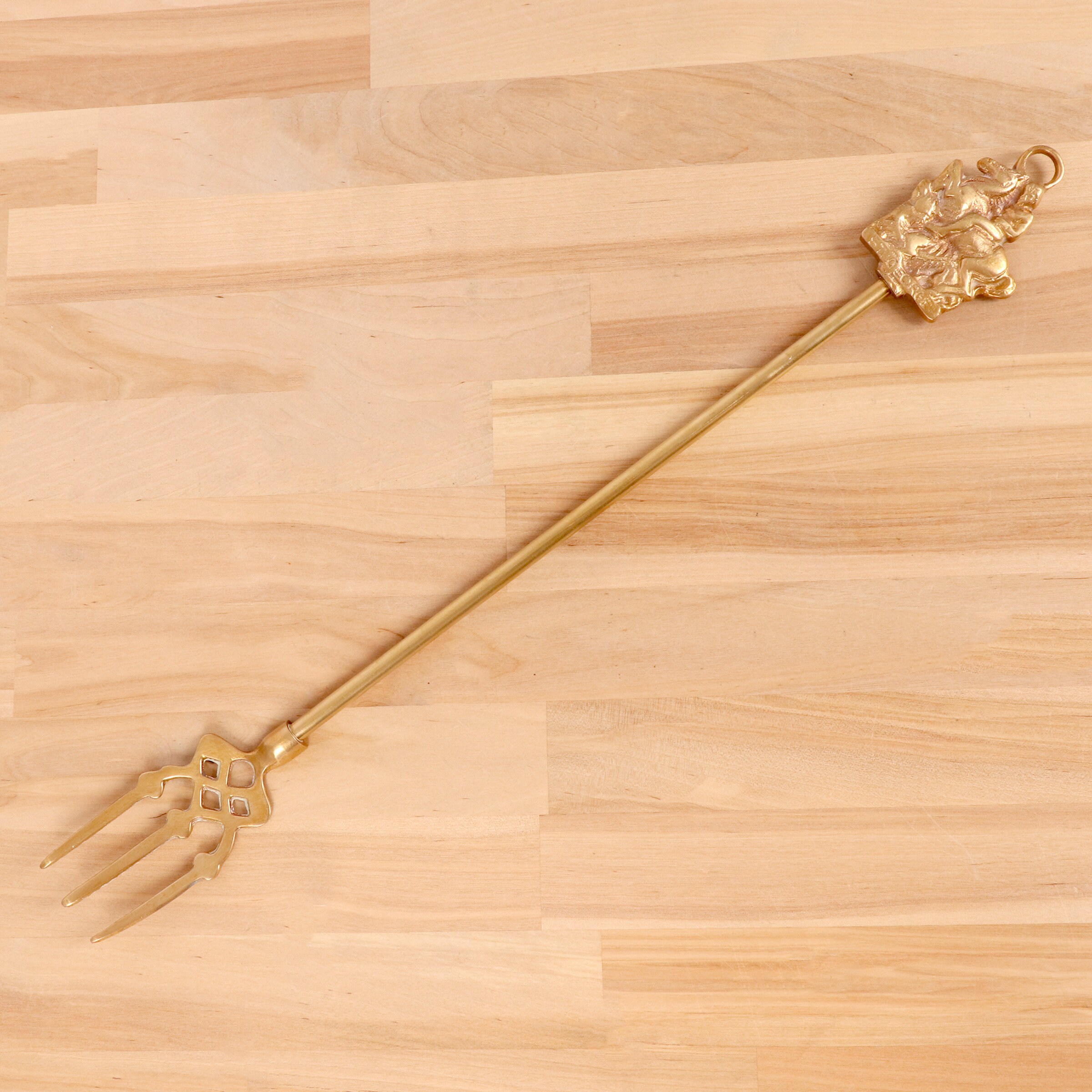 Fork / Long fork / Fireplace tool Vintage solid brass | Etsy