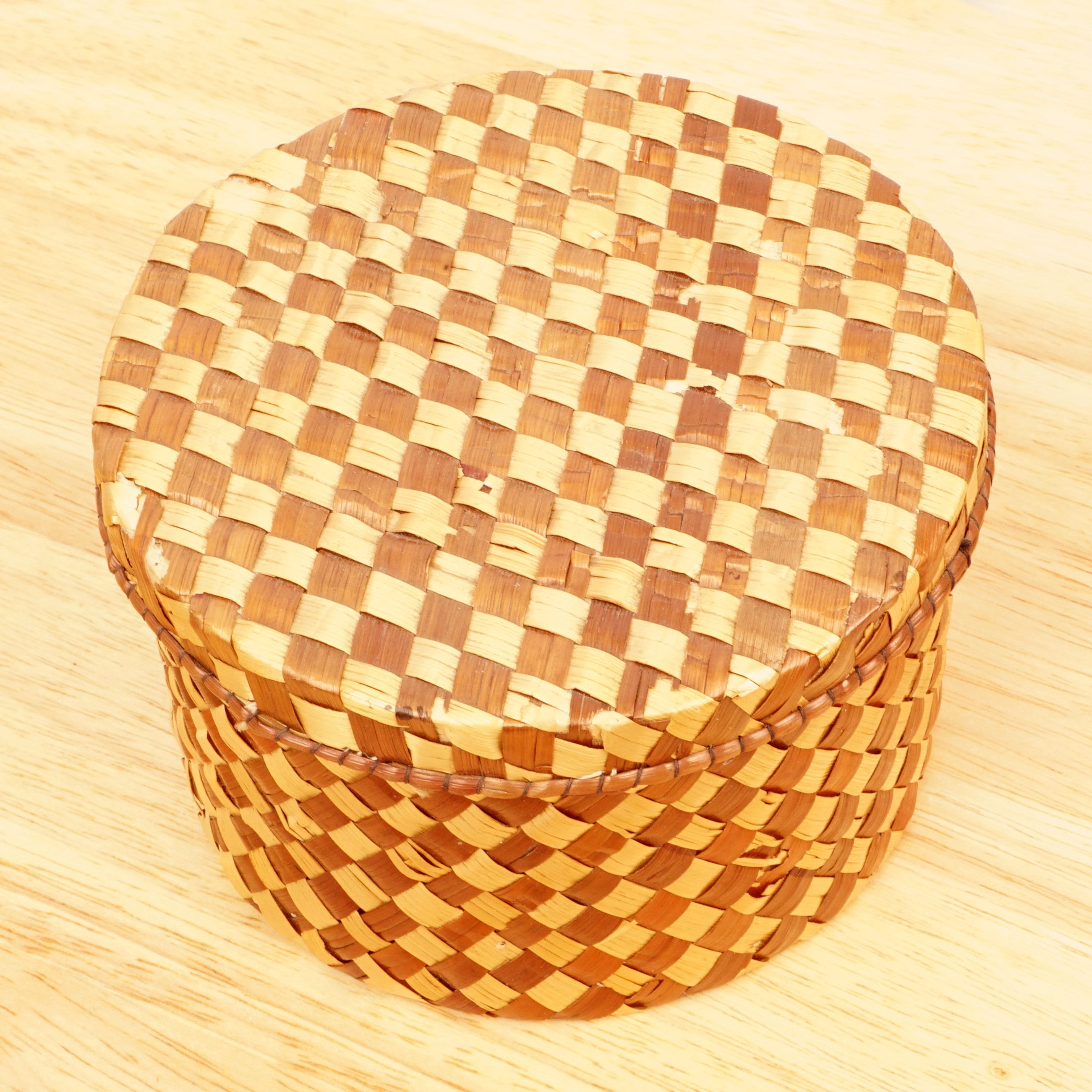 Braided / Straw Box With a Lid Light Dark Brown | Etsy UK