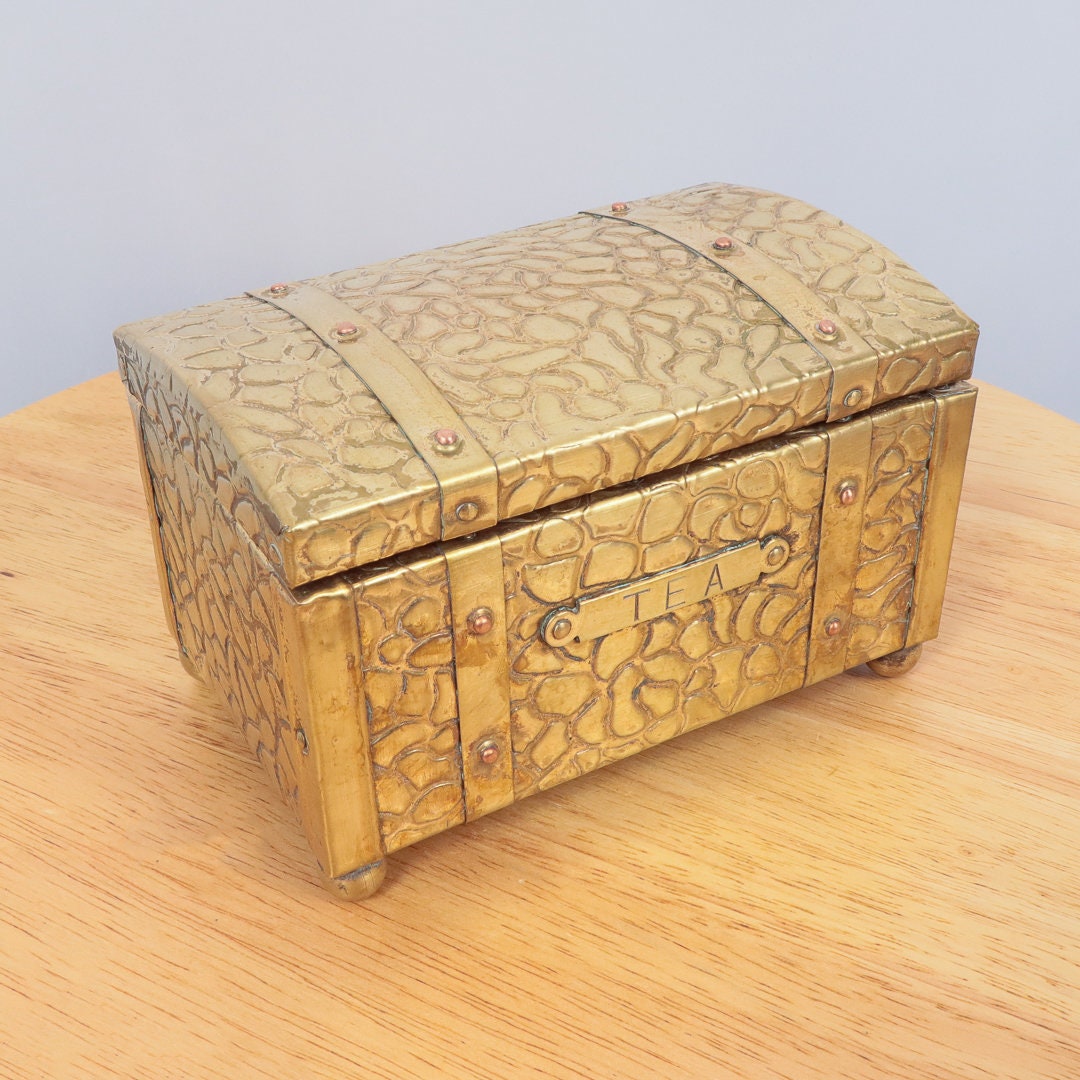 Chest / Box || Wood and Tin Inside || Vintage Solid Brass || Abstract ...