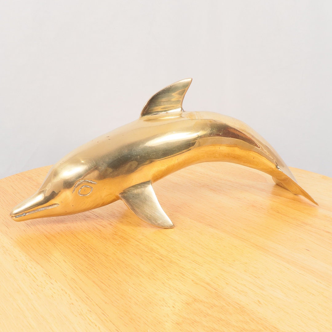 Vintage Solid Brass Dolphin Sculpture / Dolphin Figurine || Gift for ...