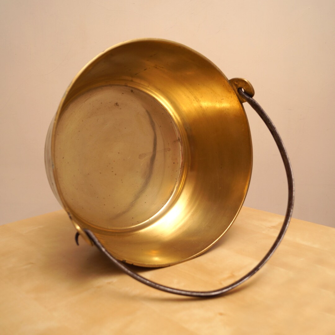 Antique Brass Very Heavy and Large Bucket With Iron Handle Hand Spun ...