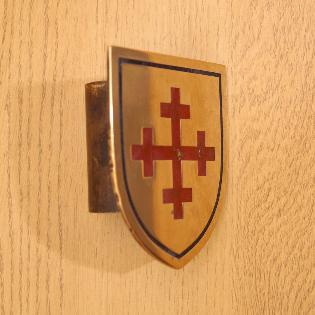 Vintage Brass Badge || Solid Brass and Enamel || Coat of Arms - Etsy