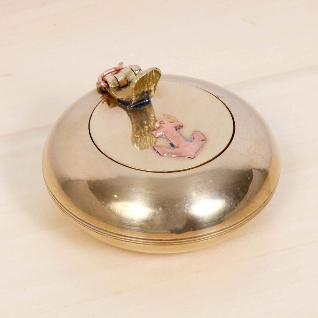 Box / Container / Tobacco Box || Vintage Solid Brass || Round Shape ...