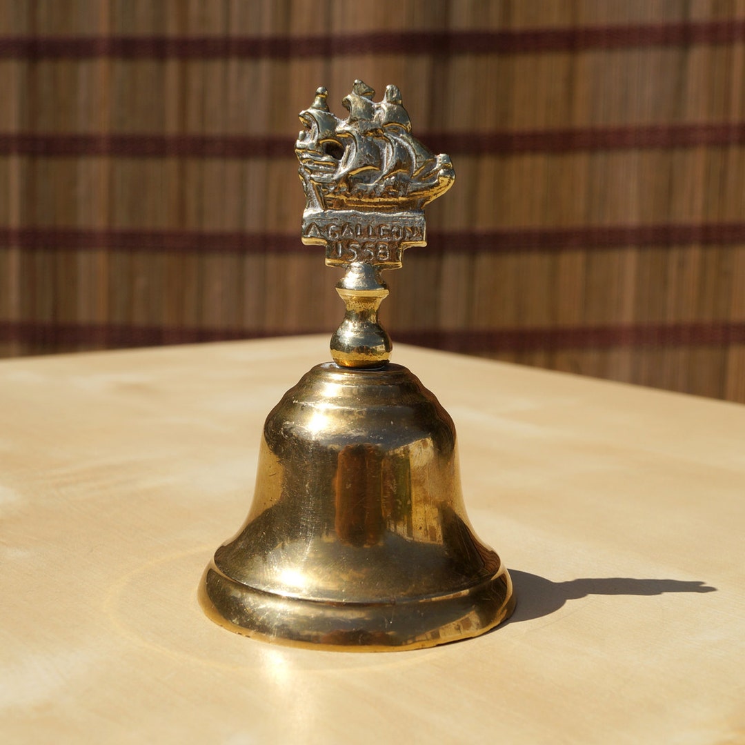 Vintage Solid Brass Desk Bell || A. Galleon 1558 || in Perfect Vintage ...