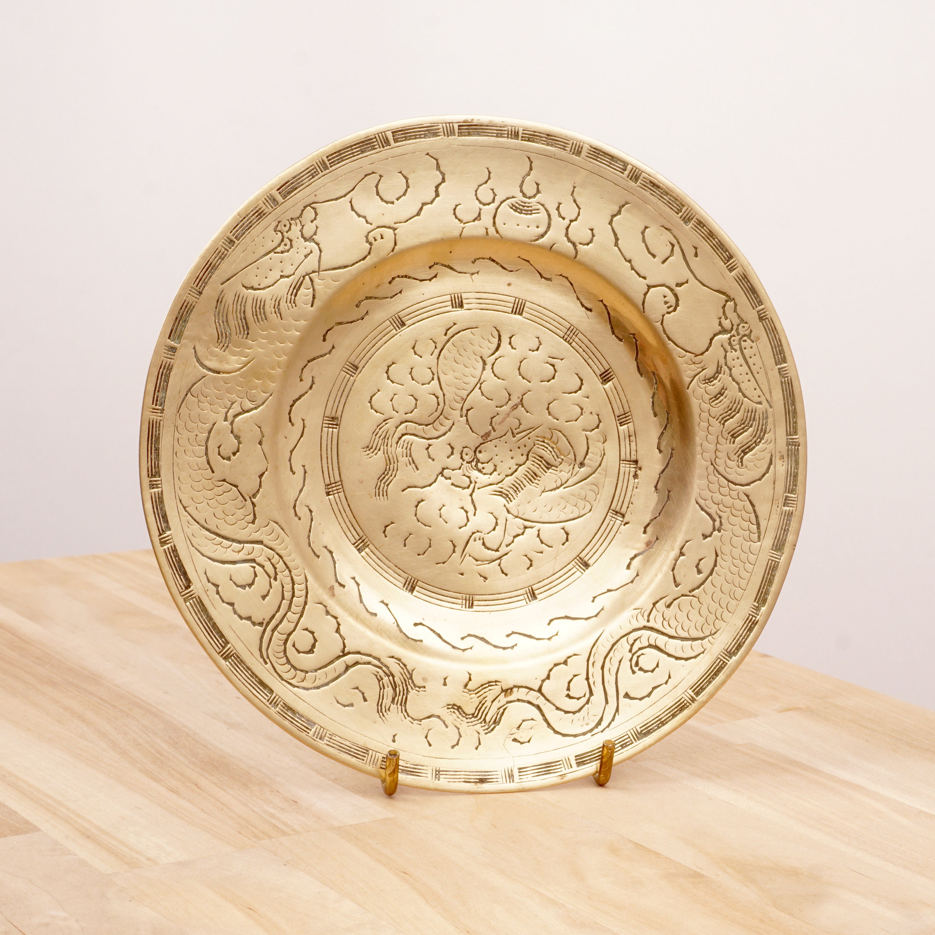Chinese Brass Plate Vintage Solid Brass Made in China | Etsy