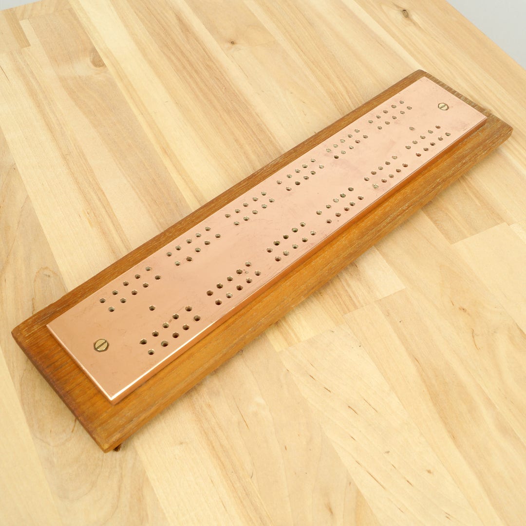 Vintage Game Point Counter || Copper on Wooden Base || Cribbage Board ...