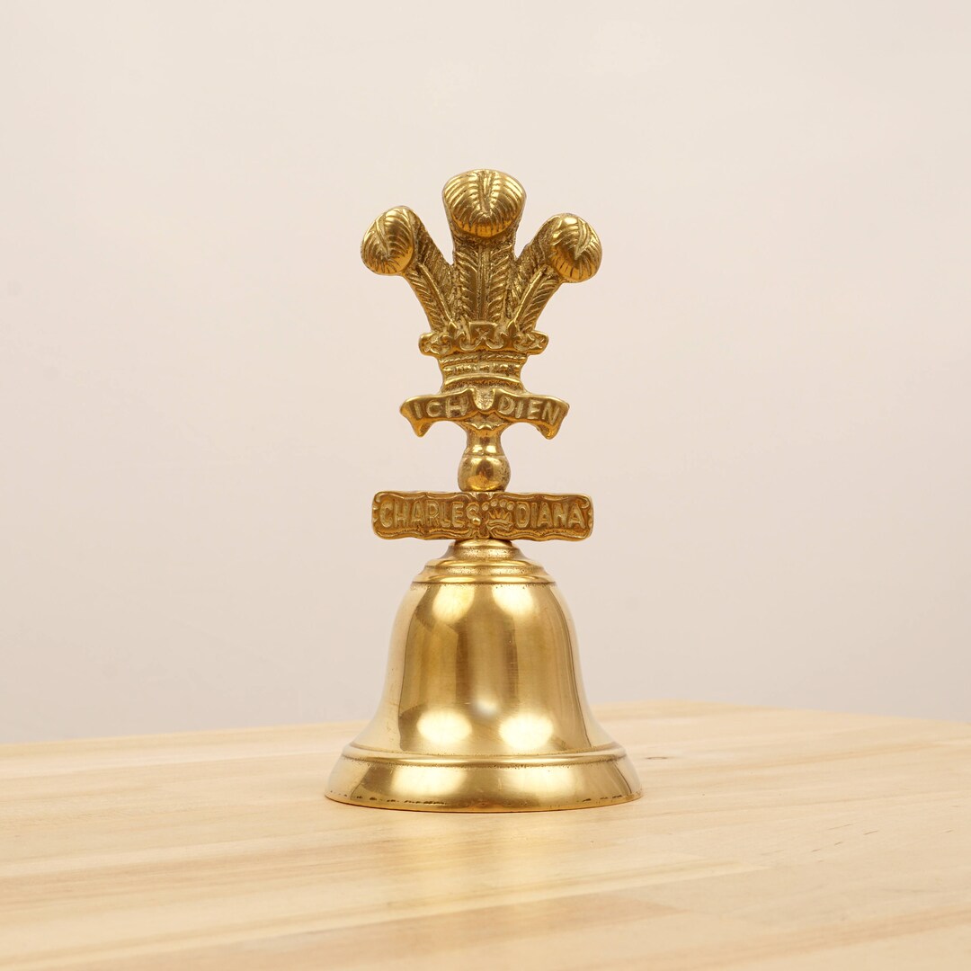 Desk Bell || Vintage Solid Brass || ICH DIEN Charles Diana on Handle ...