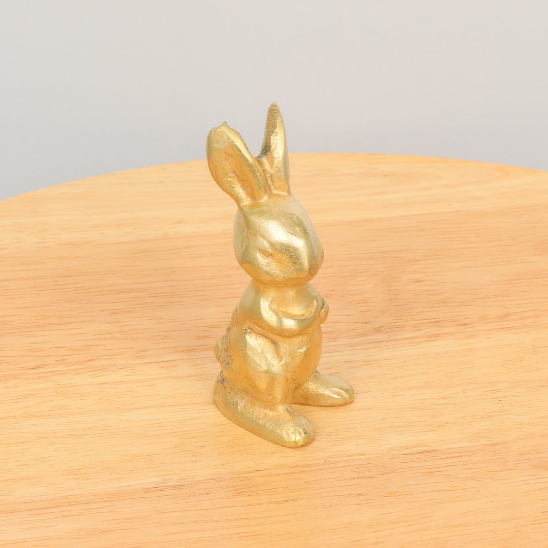 Vintage Solid Brass Rabbit Sculpture – Antique Bunny Hare Figurine – 9 ...