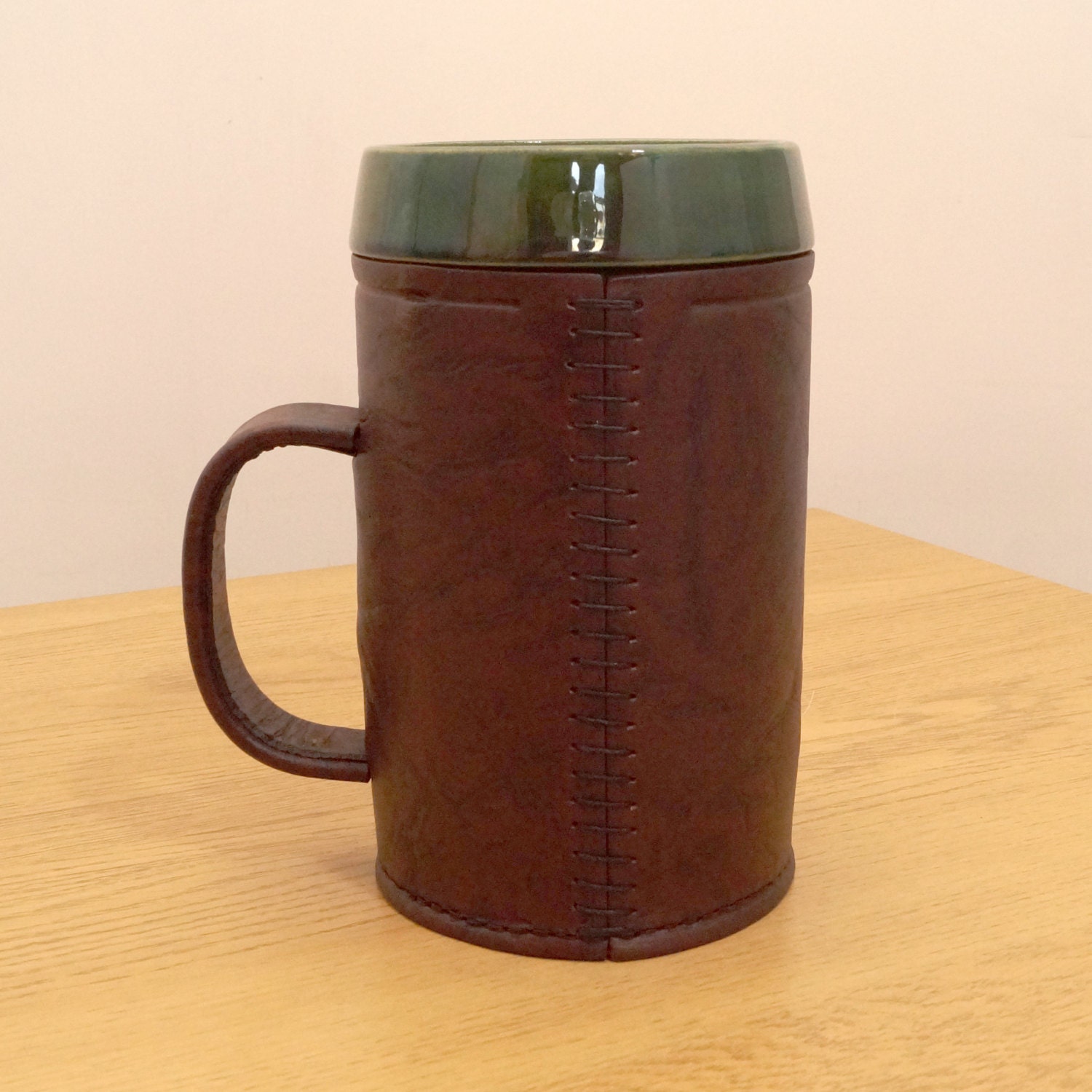 Hand Sewn Leather Covered Large Mug With Coat of Arms & Motto - Etsy UK