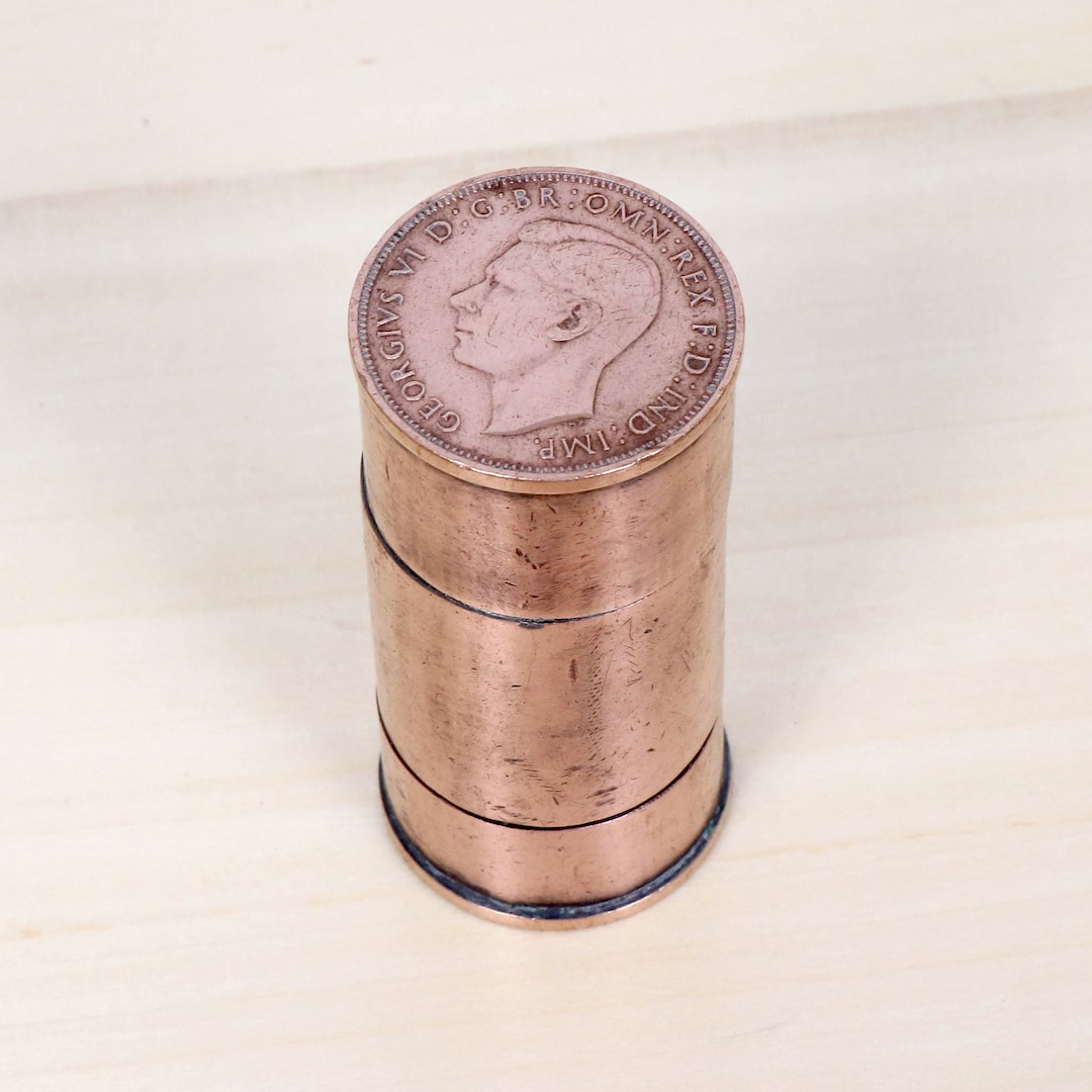 Small Cylinder Box With a Lid / Pill Box || Vintage Solid Copper ...